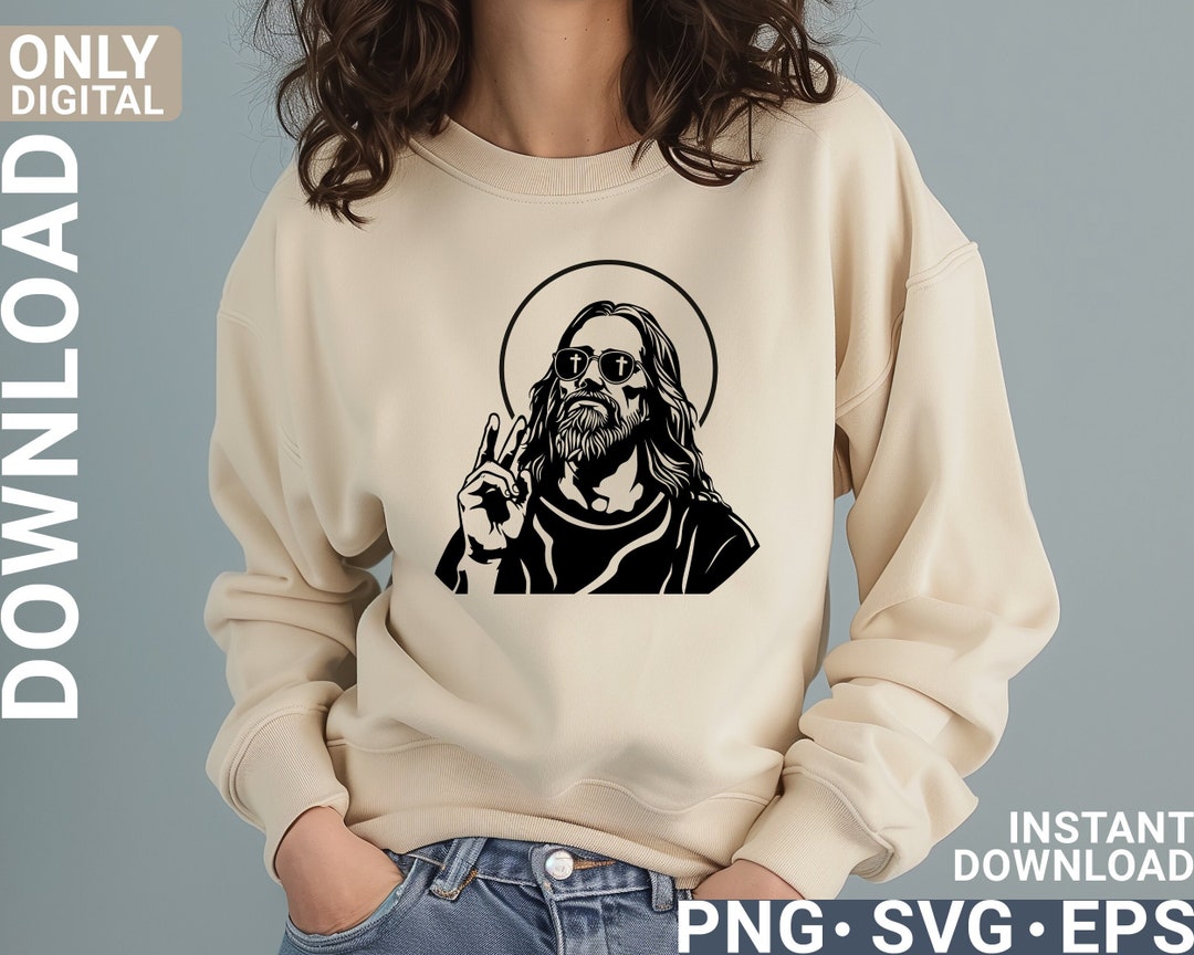 Modern Jesus Peace Sign Potrait Svg Png Print, Digital Downlod - Etsy