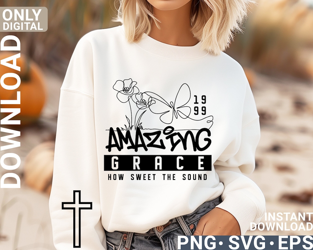 Amazing Grace Svg PNG, Christian Svg PNG Sublimation Design, Jesus Svg ...