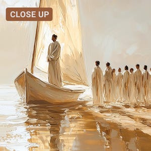 Sermon From Boat Wall , Jesus Teaching From Boat , WALL Art, Jesus Art ...