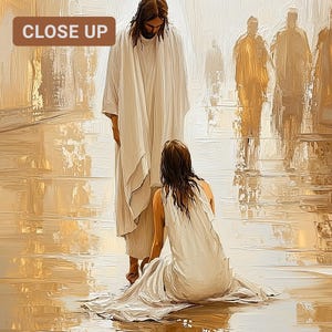 Woman Touches Jesus DIGITAL DOWNLOAD, Healed Woman, Bible Art ...