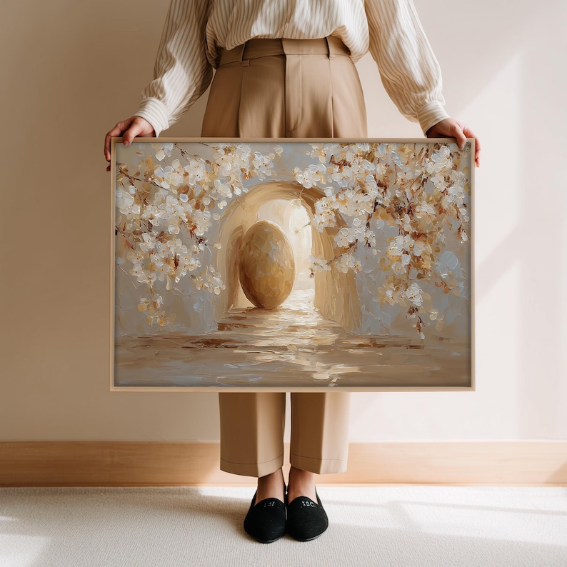 He is Risen Abstract Painting, Empty Tomb Canvas Artwork, Modern ...