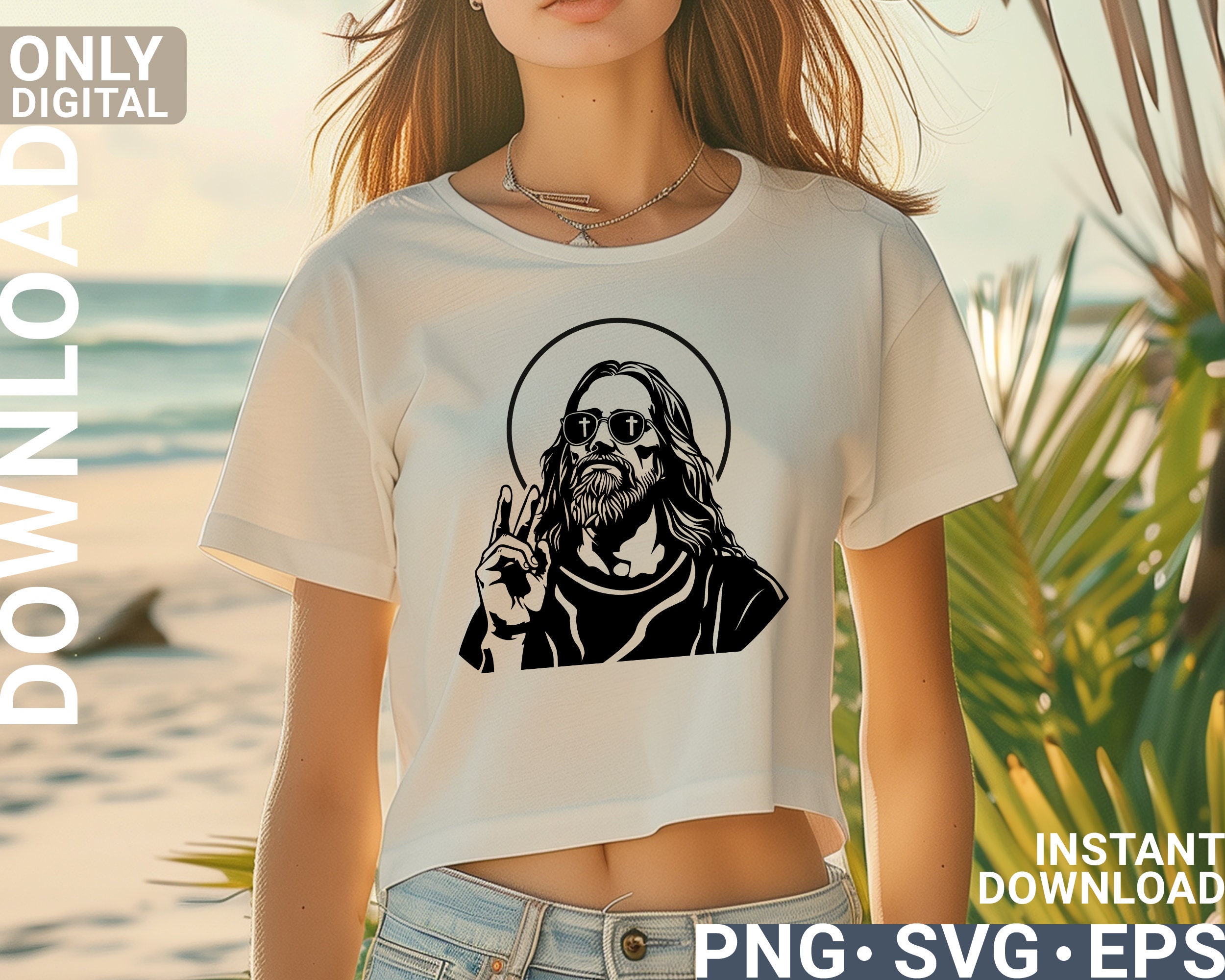 Modern Jesus Peace Sign Potrait Svg Png Print, Digital Downlod - Etsy