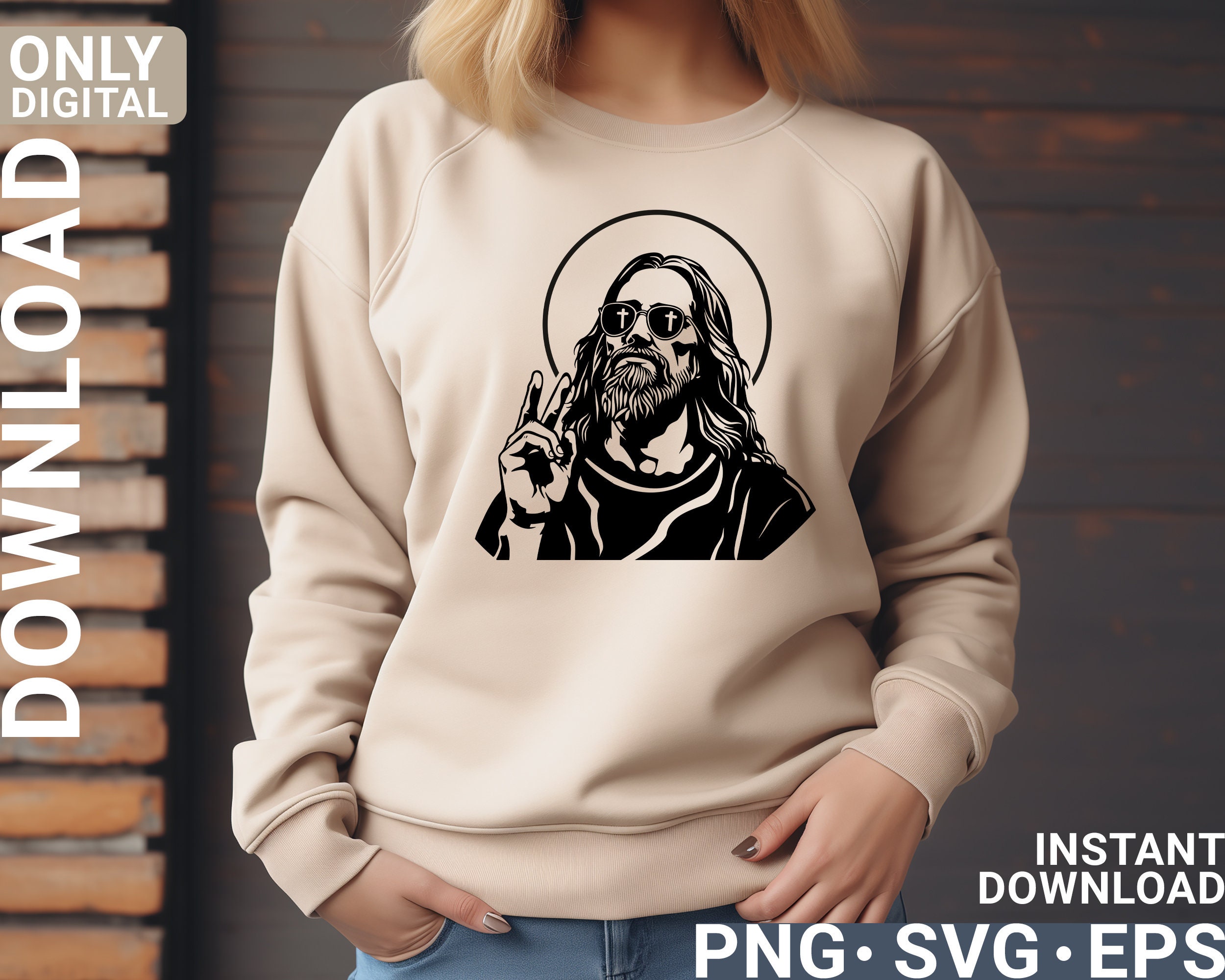 Modern Jesus Peace Sign Potrait Svg Png Print, Digital Downlod - Etsy