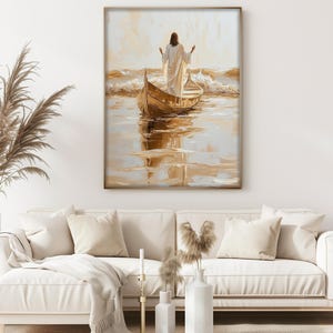 Jesus Calms Storm Digital Wall Art, Hush Be Still, Jesus Art, Bible Art ...