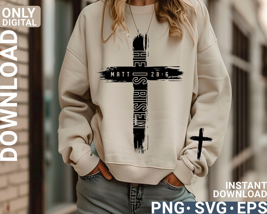 He is Risen Christian Faith Design Svg Png Distressed, Digital Download ...