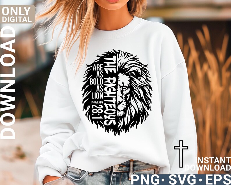 Christian Svg the Righteous Are as Bold as Lion Png Design, Faith Svg ...