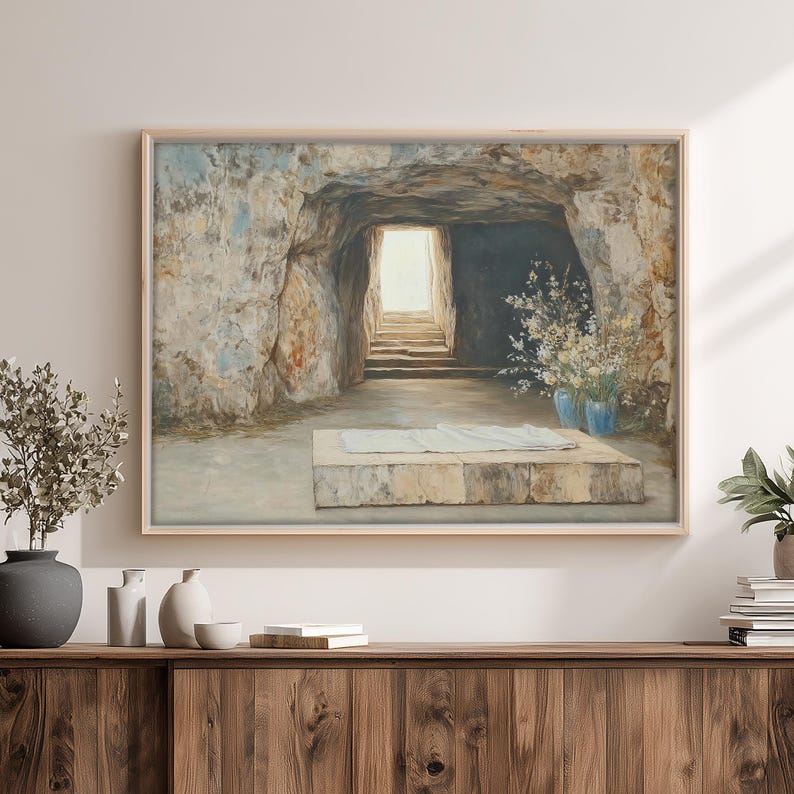 Empty Tomb Christian Wall Art Printable, Resurrection of Jesus, Easter ...