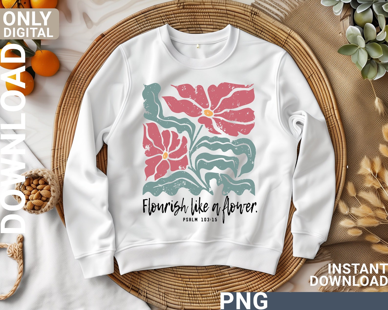 Flourish Like a Flower Png, Christian PNG, Bible Verse Png, Floral ...