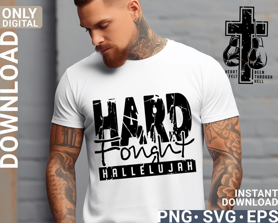 Christian Hard Fought Svg Png Hallelujah Shirt Design, Retro Christian ...