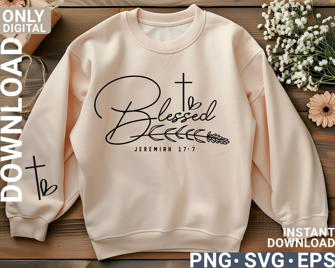 Retro Blessed Png Svg, Elegant Boho Christian Svg Png, Religious Sleeve ...