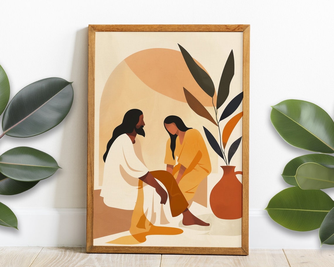 Mary With Alabaster Flask, Digital Print, John 12:3, Jesus Print, Bible ...