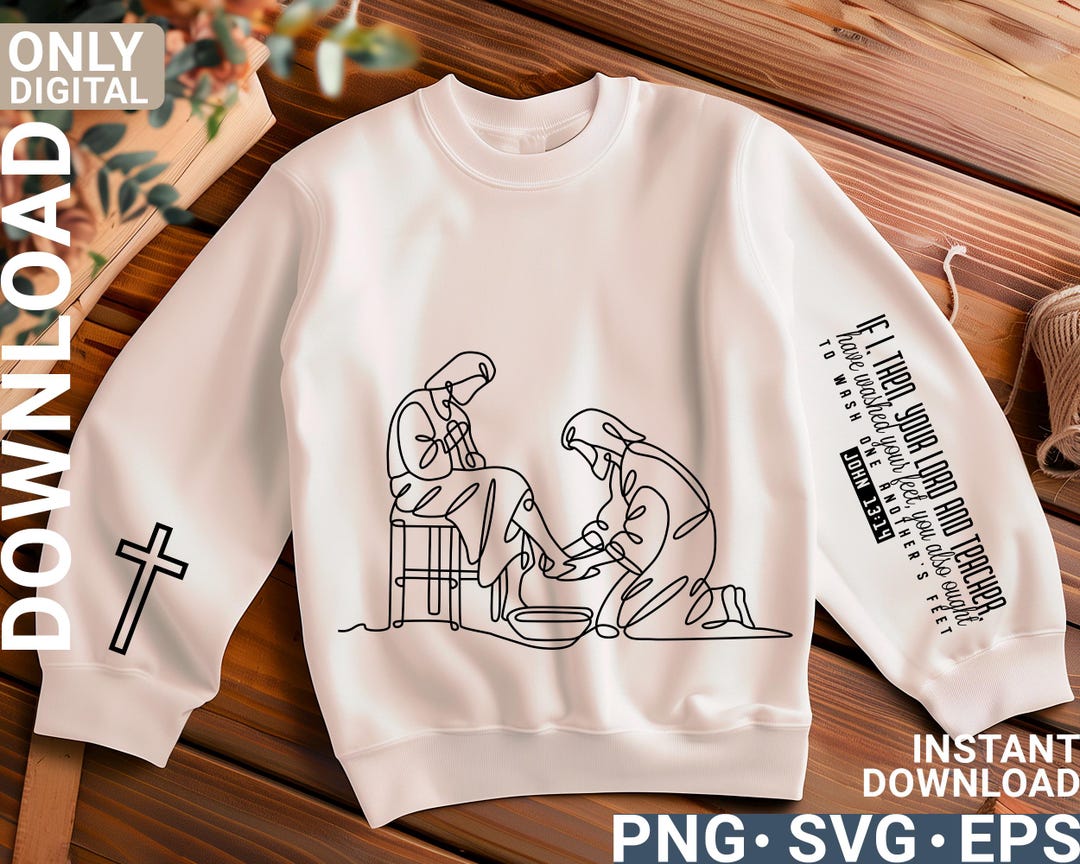 Jesus Washing Feet Christian Svg Png Line Art Design, Bible Verse ...