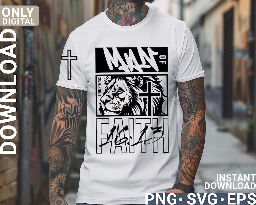 Man of Faith Christian Svg Png Shirt Design, Digital Download - Etsy
