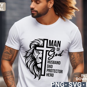Man of God Svg Png Shirt Design , Christian Dad Shirt Svg , Gift for ...