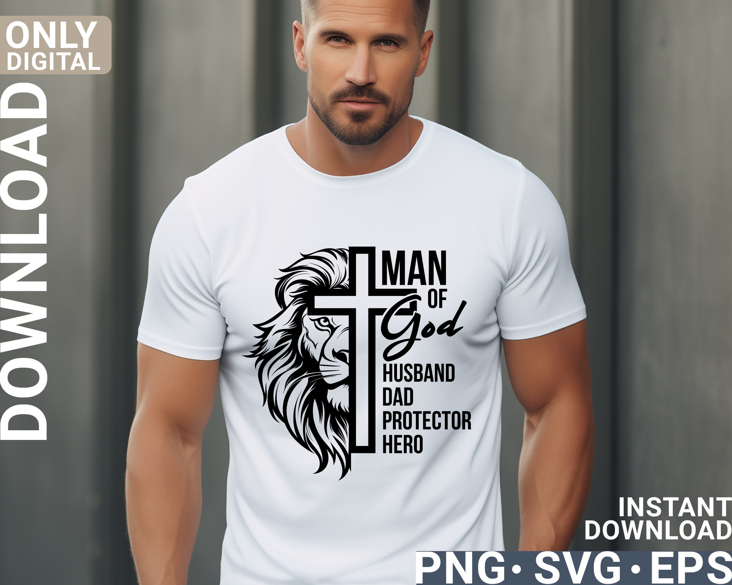 Man of God Svg Png Shirt Design , Christian Dad Shirt Svg , Gift for ...