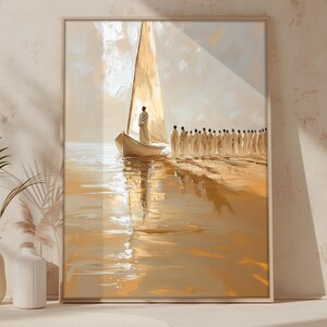 Sermon From Boat Wall, Jesus Teaching From Boat, Jesus Art, Fishers of ...