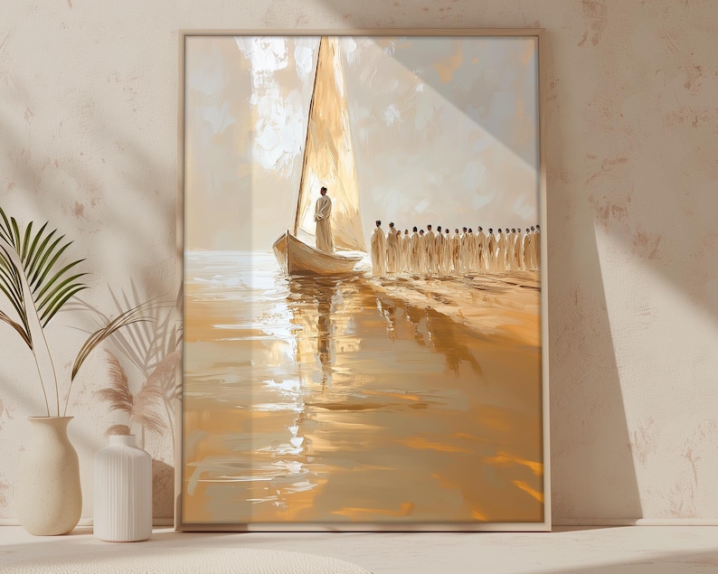 Sermon From Boat Wall, Jesus Teaching From Boat, Jesus Art, Fishers of ...