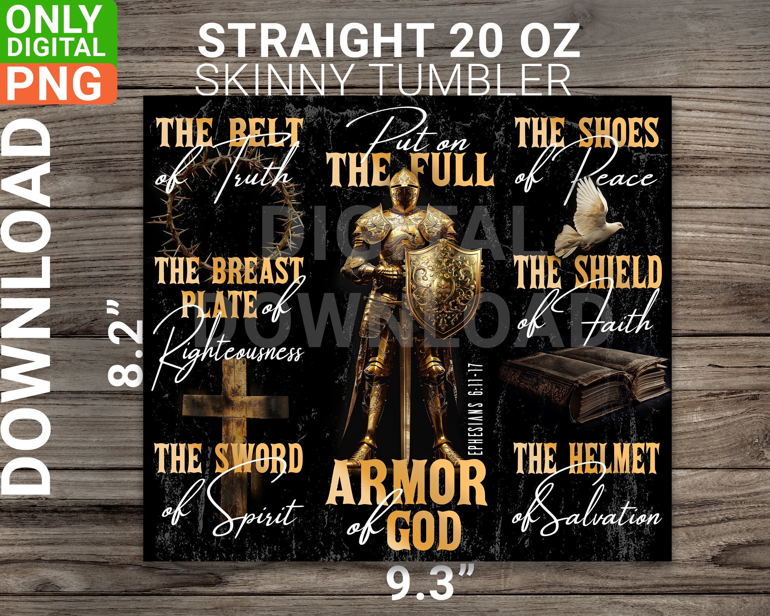 Armor of God 20oz Skinny Tumbler Sublimation Design, Religious Tumbler ...