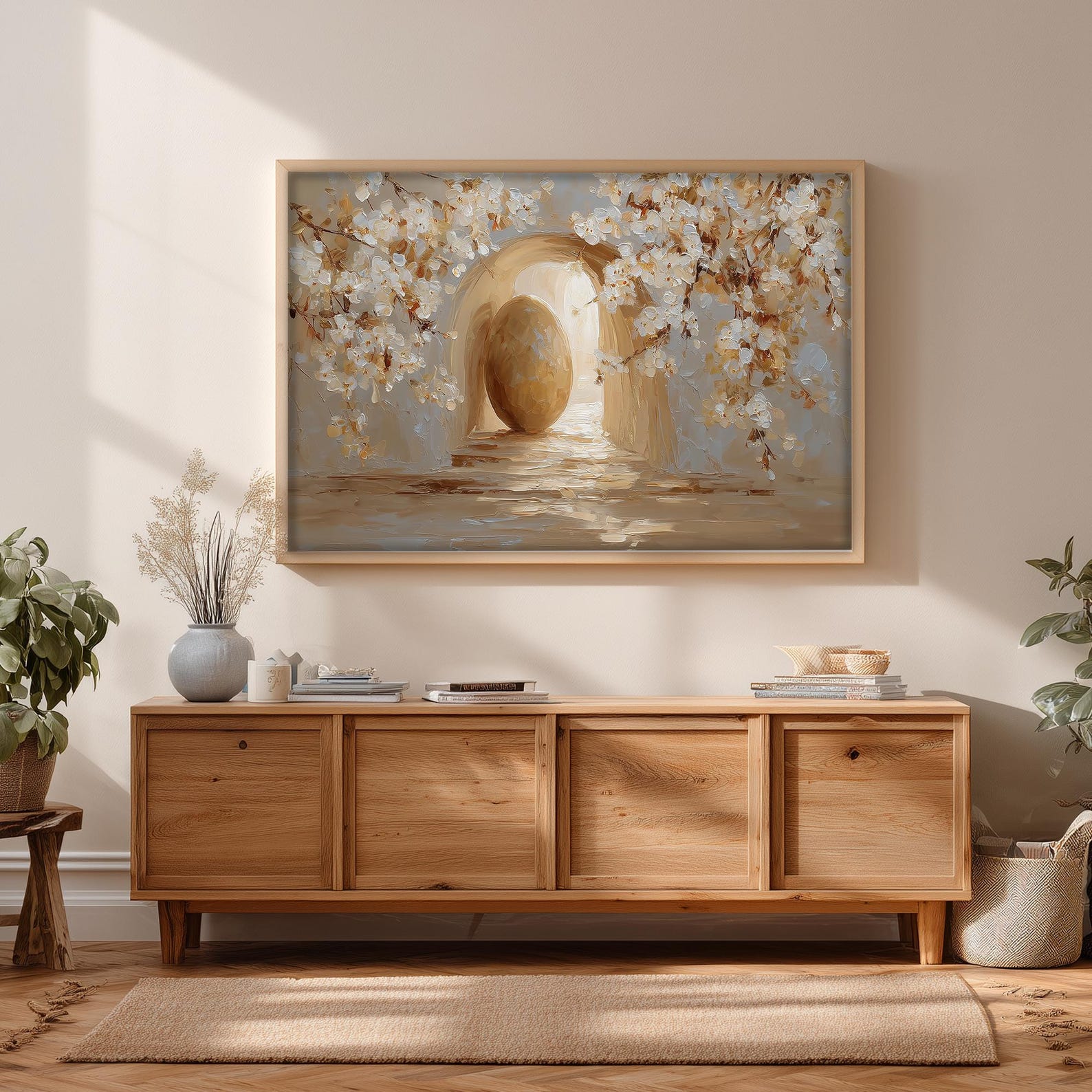 He is Risen Abstract Painting, Empty Tomb Canvas Artwork, Modern ...