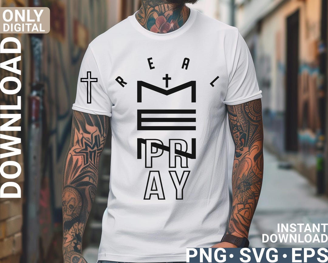 Christian Svg Png, Real Men Pray Svg Design, Faith Svg, Religious Shirt ...