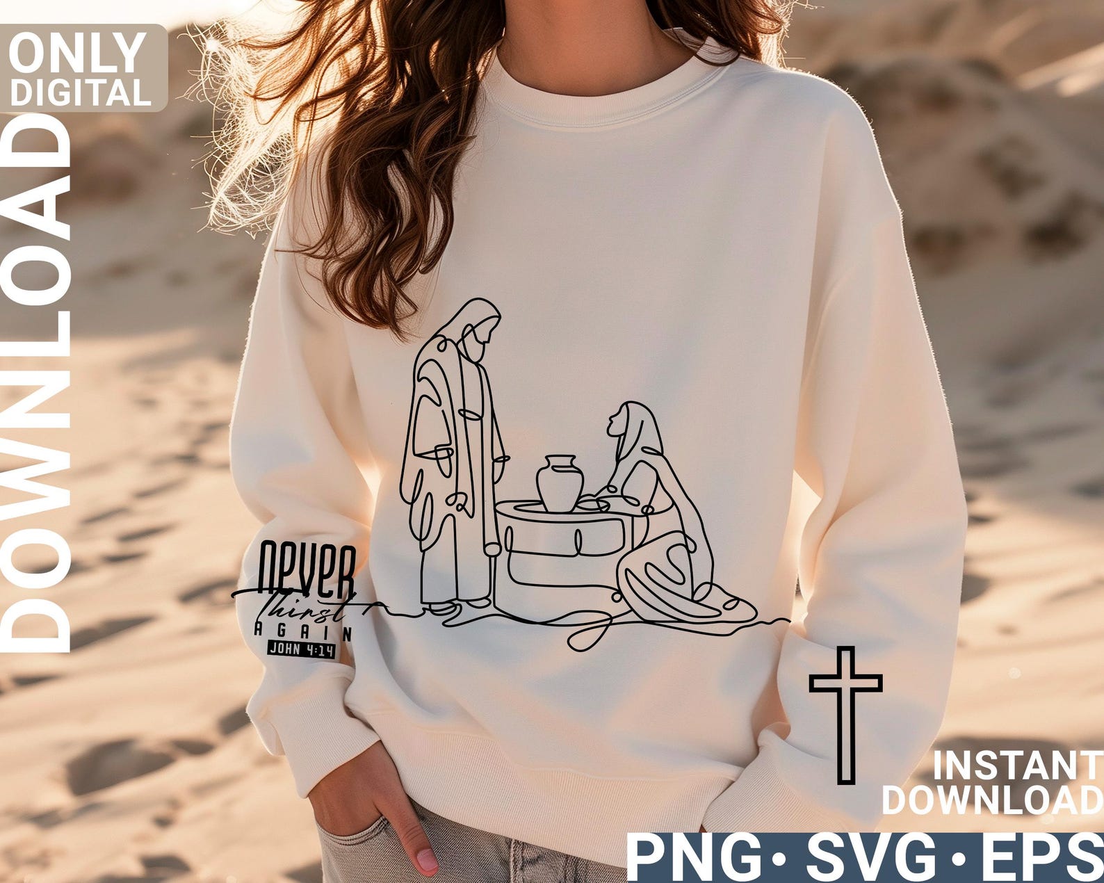 Woman at the Well Svg Png Shirt Design, Samaritan Woman Svg Png, Jesus ...