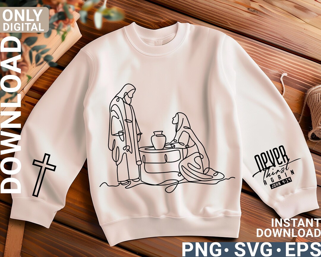 Woman at the Well Svg Png Shirt Design, Samaritan Woman Svg Png, Jesus ...