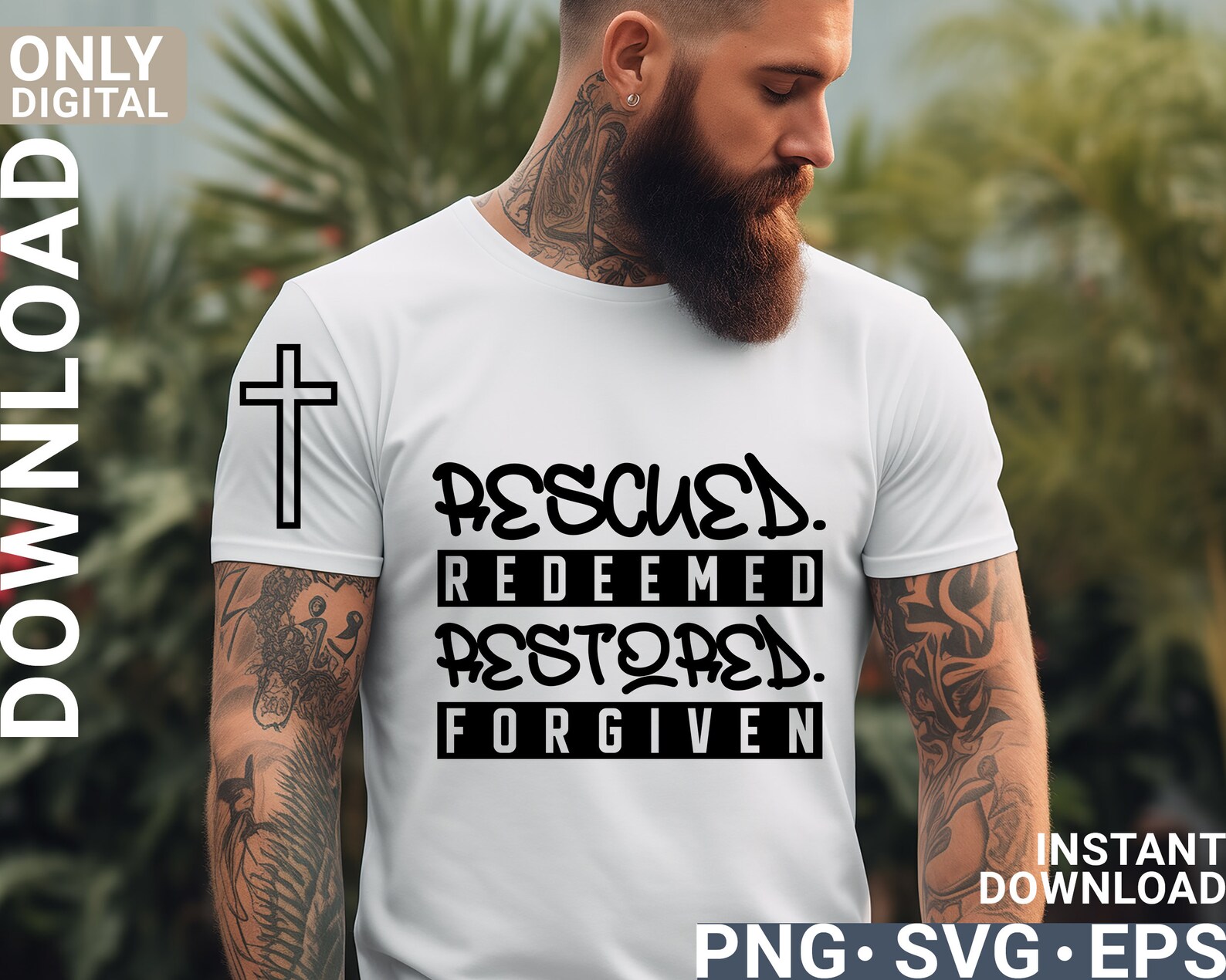 Christian Svg Png, Rescued Redeemed Restored Forgiven Svg PNG ...