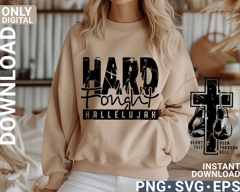 Christian Hard Fought Svg Png Hallelujah Shirt Design, Retro Christian ...