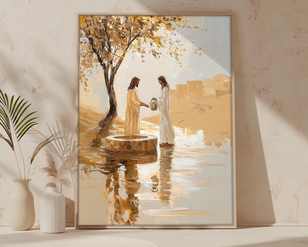 Woman at the Well Digital Wall Art, Jesus Art, Jesus Print, Bible Verse ...