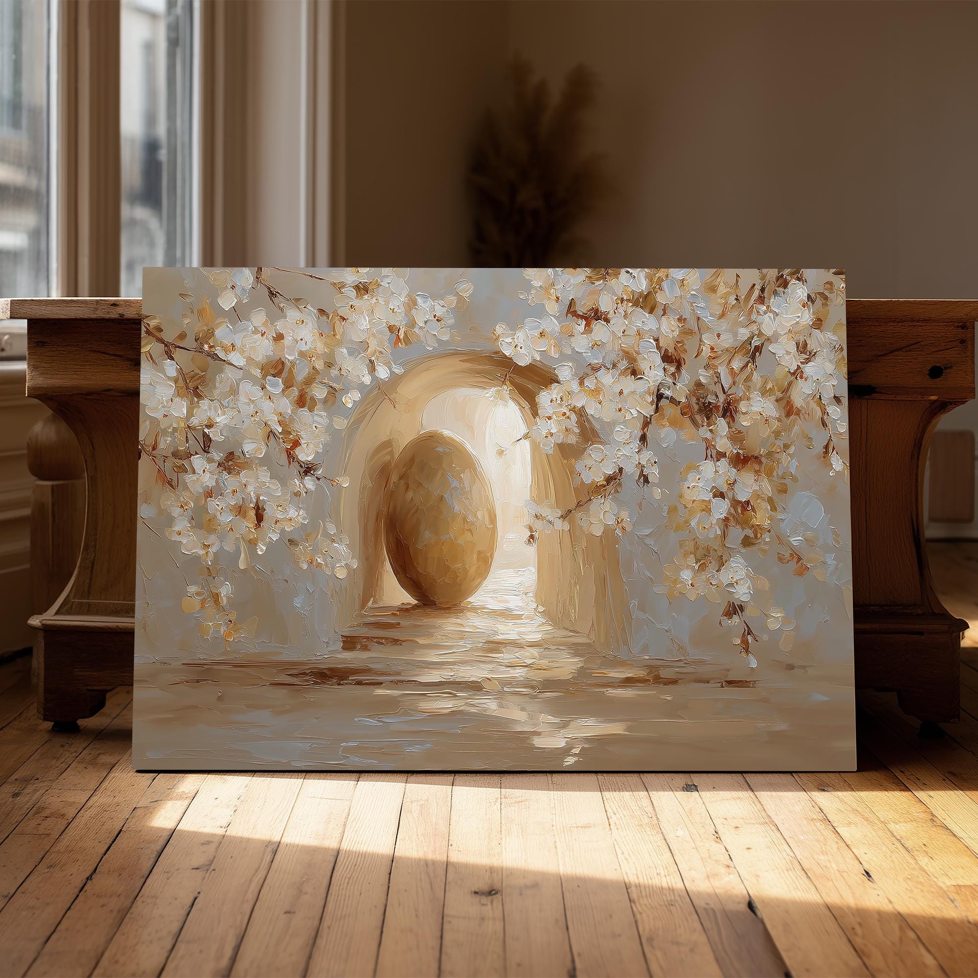 He is Risen Abstract Painting, Empty Tomb Canvas Artwork, Modern ...