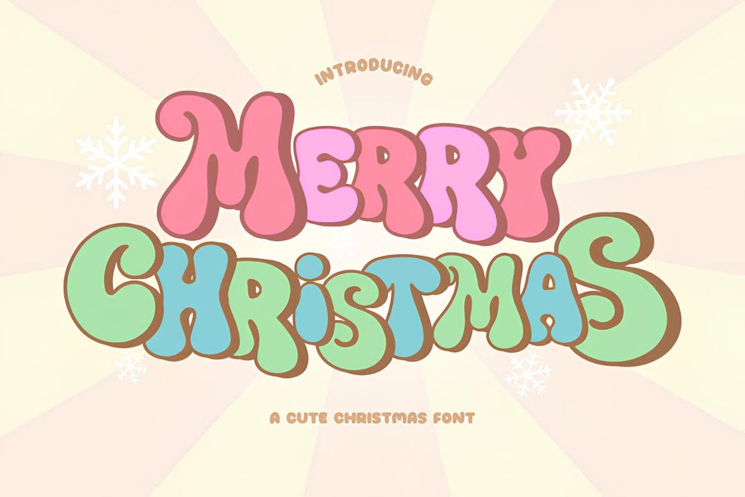 Merry Christmas Font, Festive Fonts, Handwritten Typography, Holiday ...