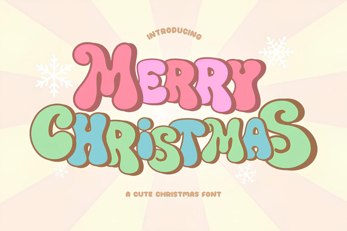 Merry Christmas Font, Festive Fonts, Handwritten Typography, Holiday ...