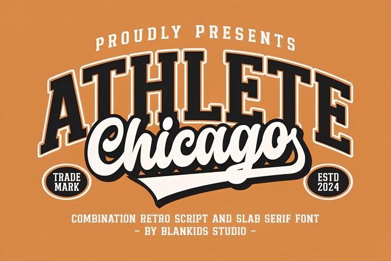 Chicago Athlete Font, Bold Fonts, Sports Typography, Varsity Script ...