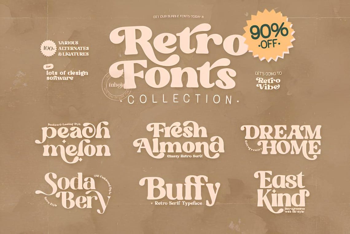 Retro Fonts Collection Font, Vintage Typography, Classic Scripts ...