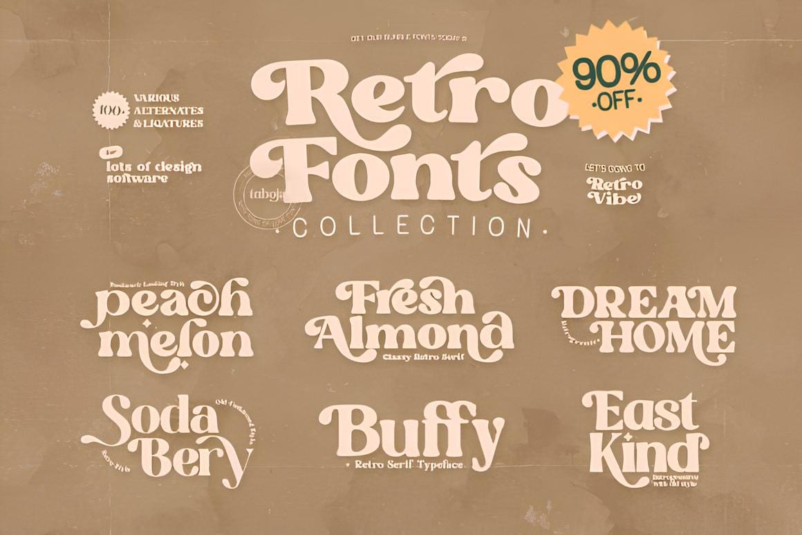 Retro Fonts Collection Font, Vintage Typography, Classic Scripts ...