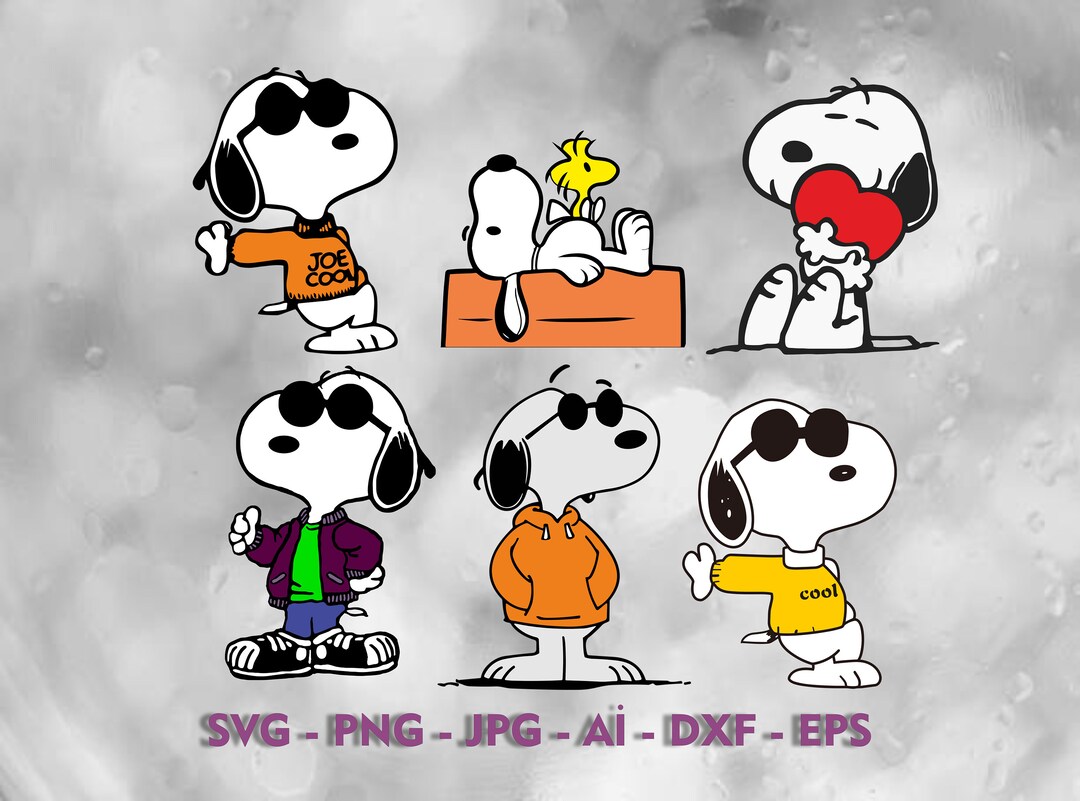 Dog Svg 6 Bundle, Snoopyy Svg, Snoopyy and Bird, Happy Dog Svg, Sad ...
