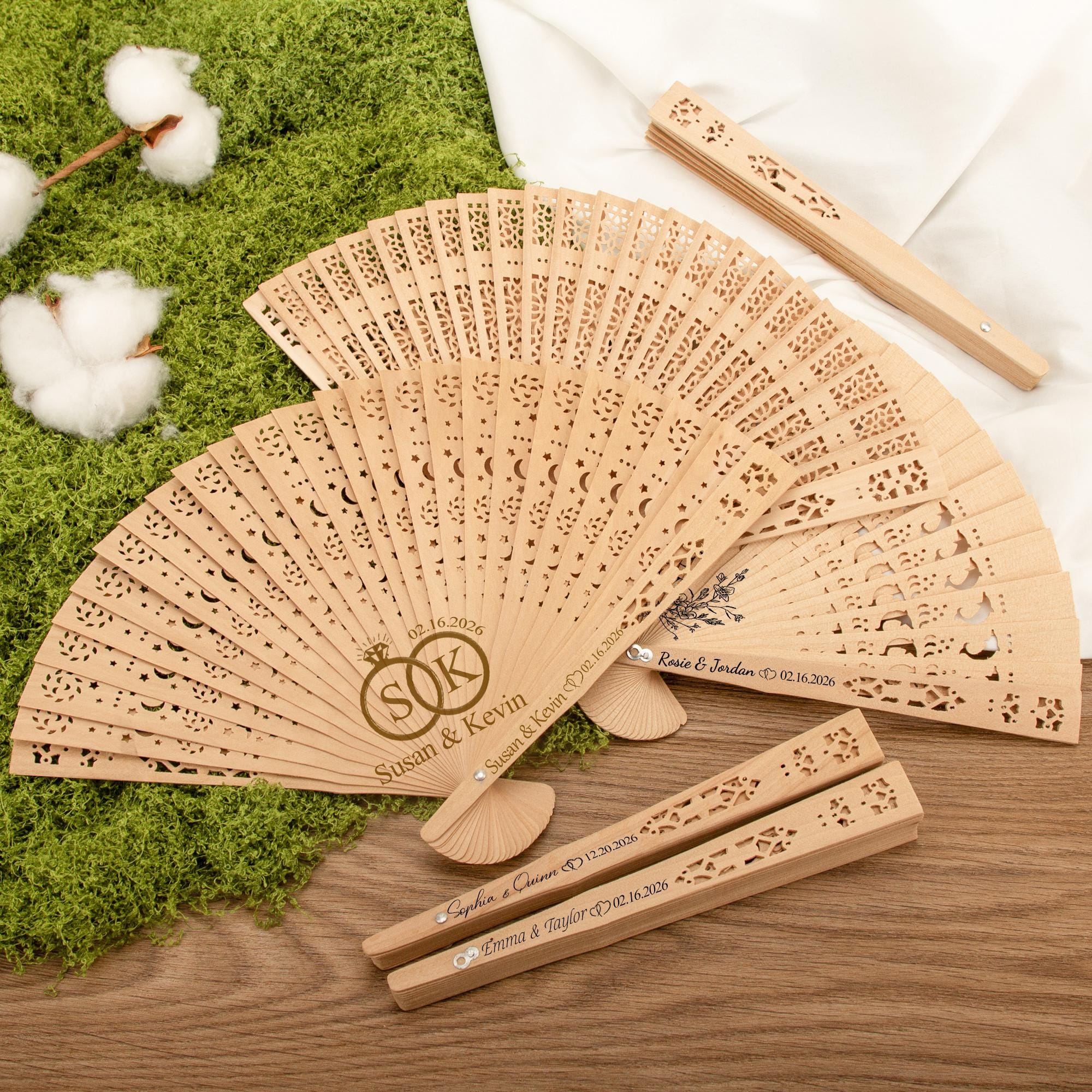 Personalized Wedding Fans, Custom Engraved Wooden Hand Fans, Bridal ...