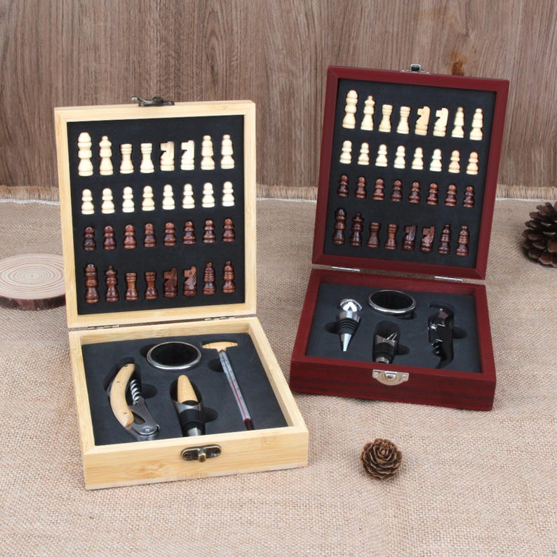 Personalized Wine Tool & Chess Set Gift Box, Personalized Wine Opener ...