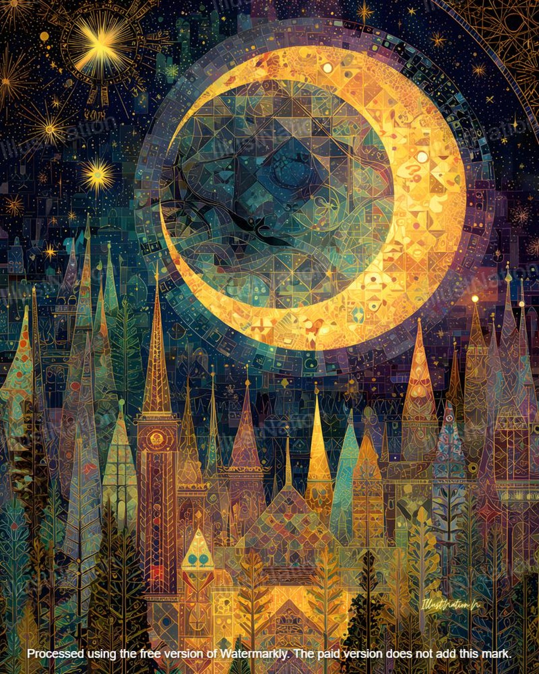 The Golden Crescent's Invitation to a Fairy Tale Realm - Poster - Etsy