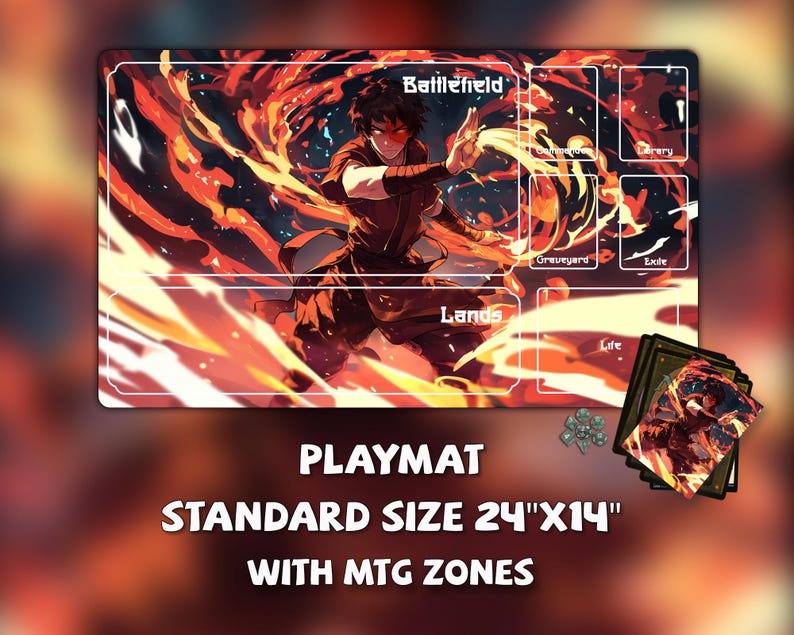 MTG Playmat, Zuko With Flaming Power Trading Card Game, Custom Zones ...