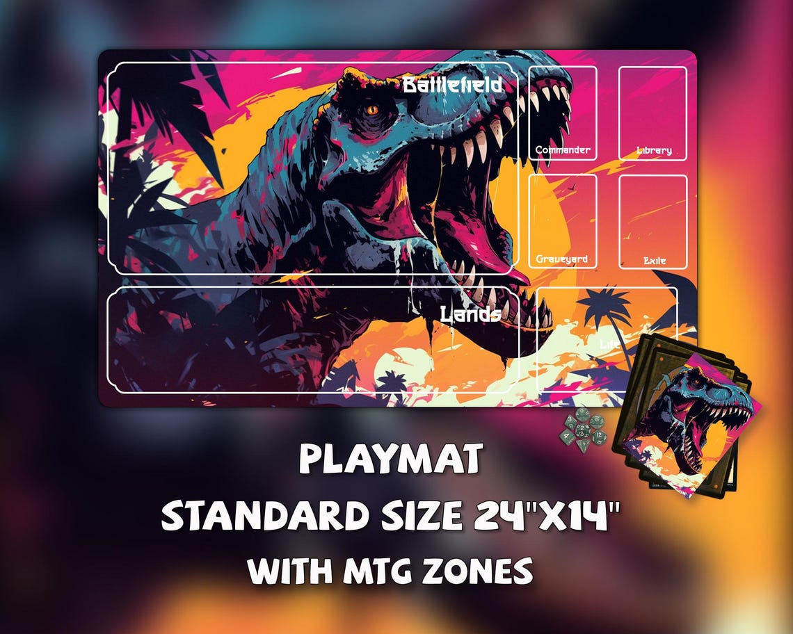 MTG Playmat, Tropical Tyrant Trading Card Game, Custom Zones (24"x14 ...