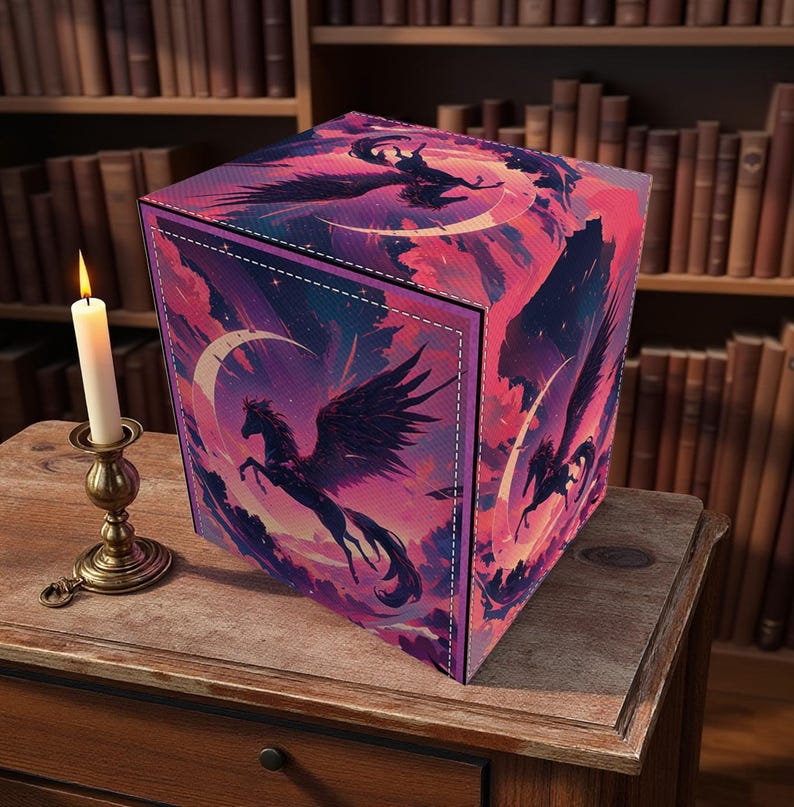 Deck Box, Black Pegasus Card Leather Mtg/pokemon Storage - Holds 100 ...
