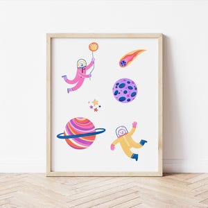Space Wall Art for Kids Outer Space Themed Poster, Planet & Astronaut ...