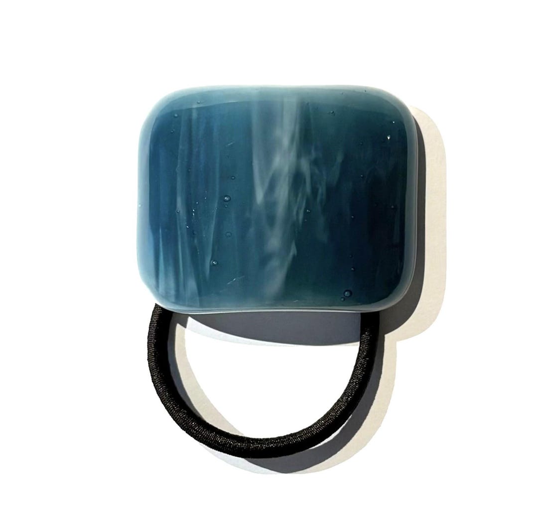 Glass Ponytail, Blue and White Fused Glass, Handmade Hair Accessories ...