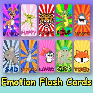 Emotion Flash Cards | Feelings Flash Cards | Non Verbal Assist | Adhd ...