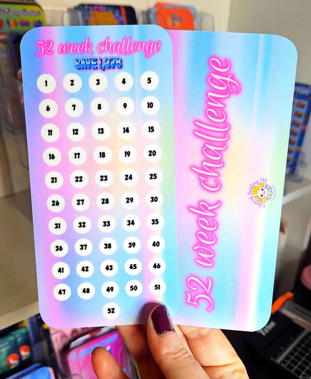 52 Week Savings Challenge Tracker | Printed Dashboard on Back - Etsy