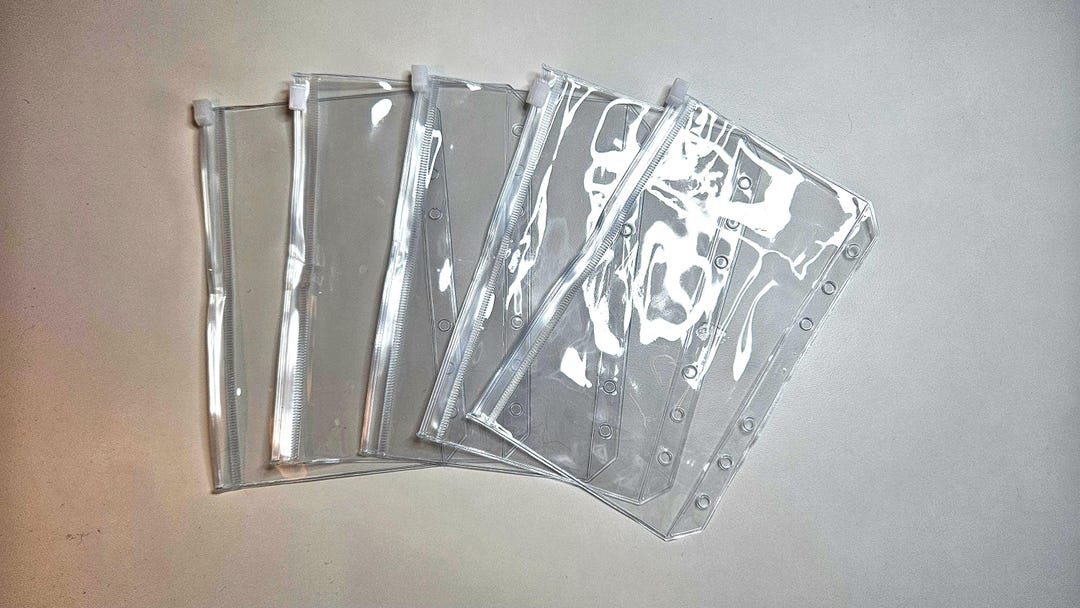A6 Clear Gloss Zipper Envelopes/wallets for Cash Stuffing,savings ...