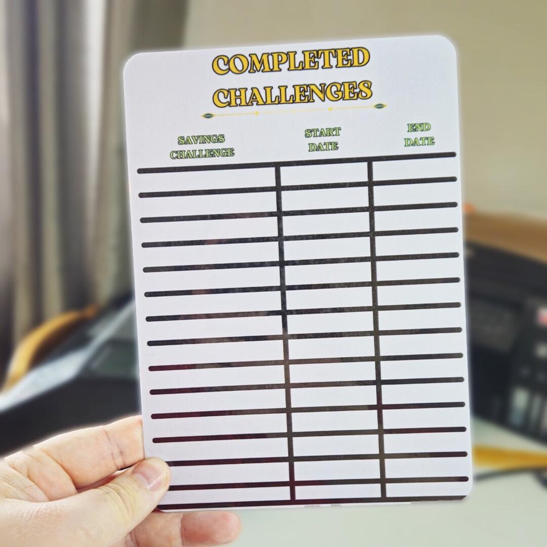 Completed Challenges Tracker 2 Sizes Available 3x6 Inch or A5 ...