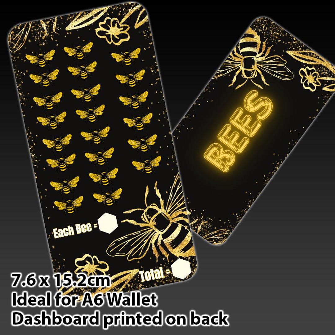 Bees Savings Challenge, 3x6in for A6 Cash Envelopes, Lamination Options ...