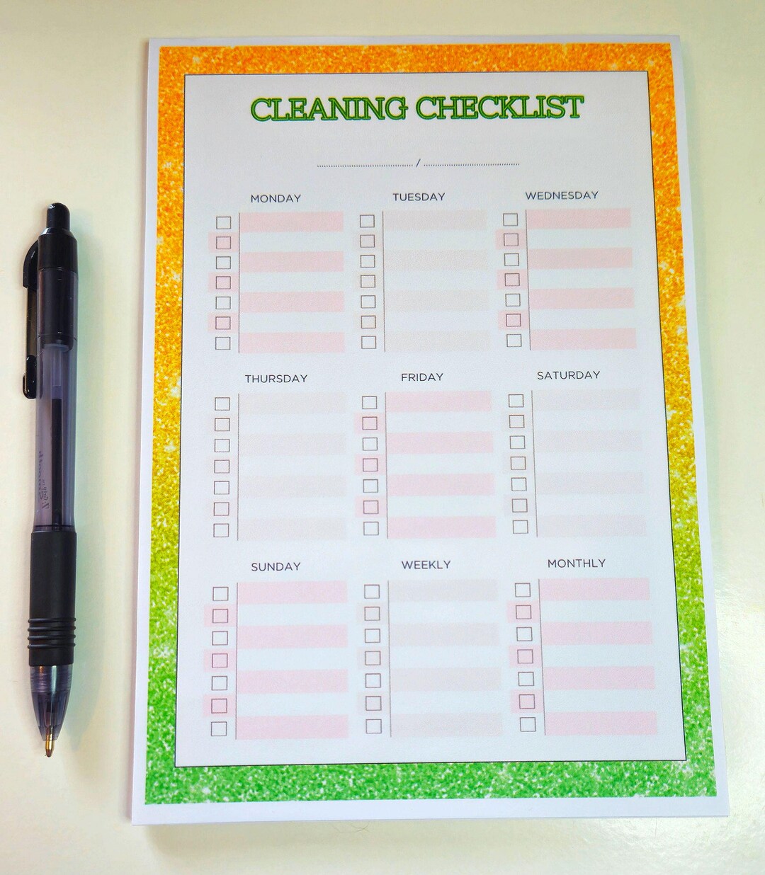 A5 | Cleaning Checklist | 30 Page Notepad/memo - Tear off Style - Etsy